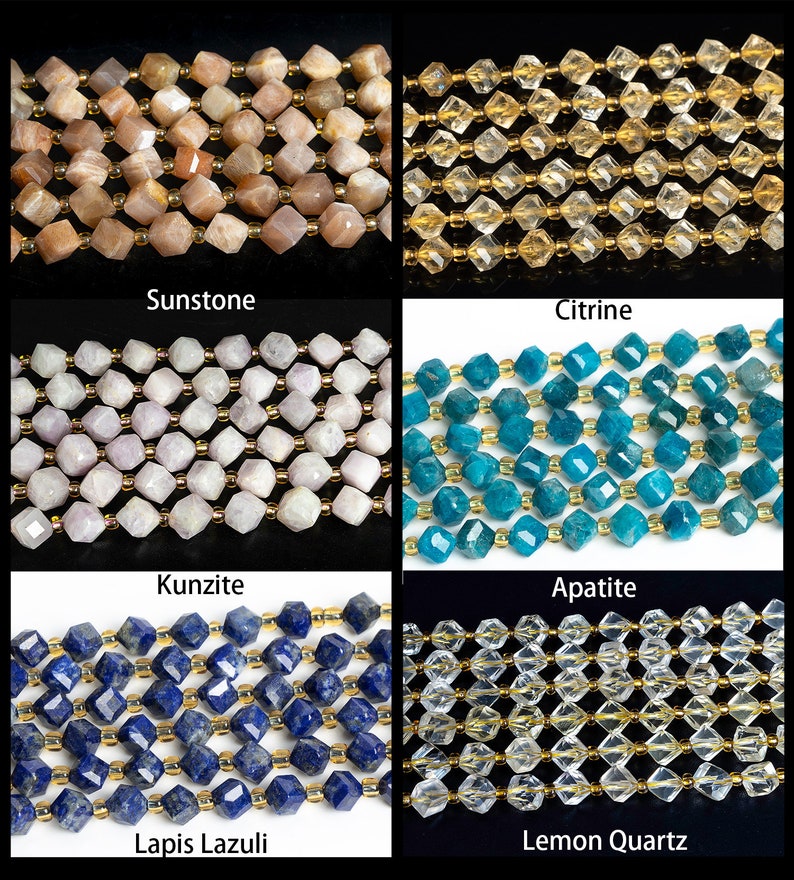 Natural Faceted Cube Multicolor Mixed Stone Gemstone 8MM Loose Beads 15 ...
