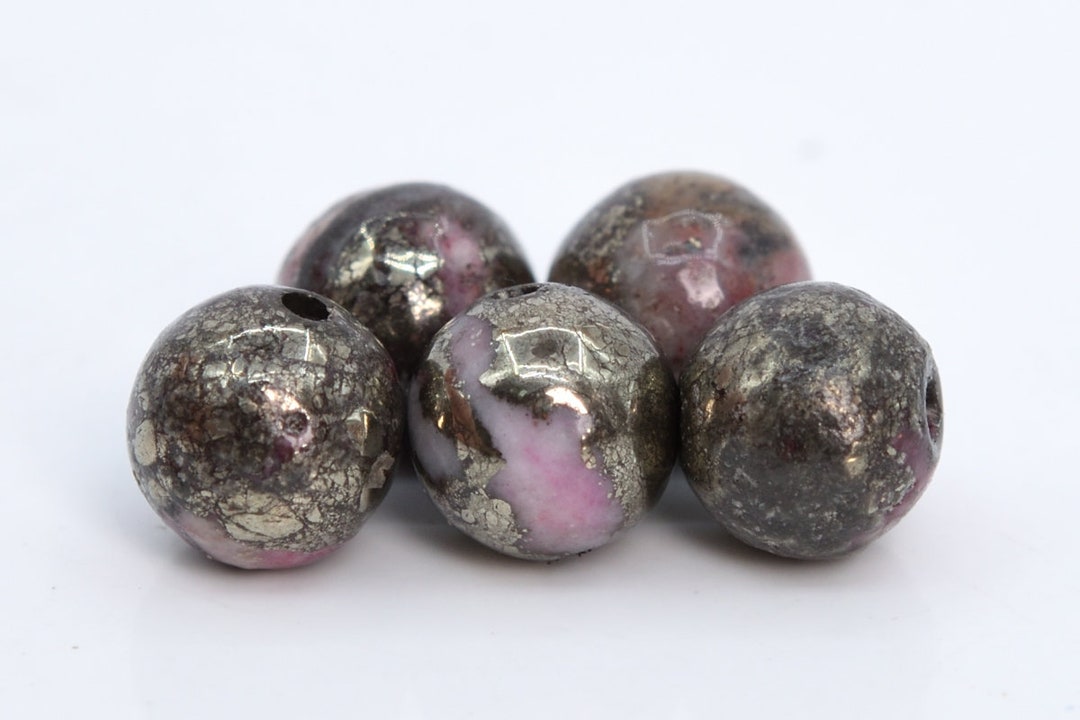 Pyrite Gemstone Beads 6MM Pink Round AAA Quality Loose Beads (105386 ...