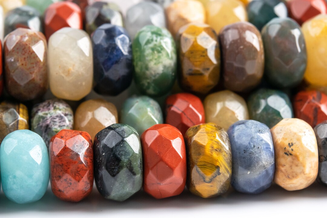 Natural Mixed Stone Beads 10x6mm Faceted Rondelle AAA Quality Loose ...