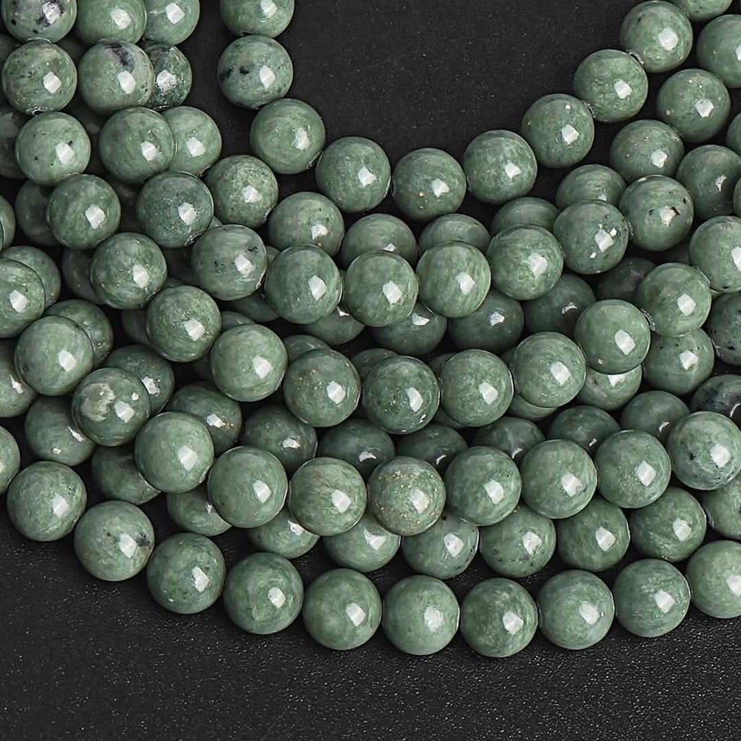 Genuine Natural Jade Gemstone Beads 8MM Green Round AA Quality Loose ...
