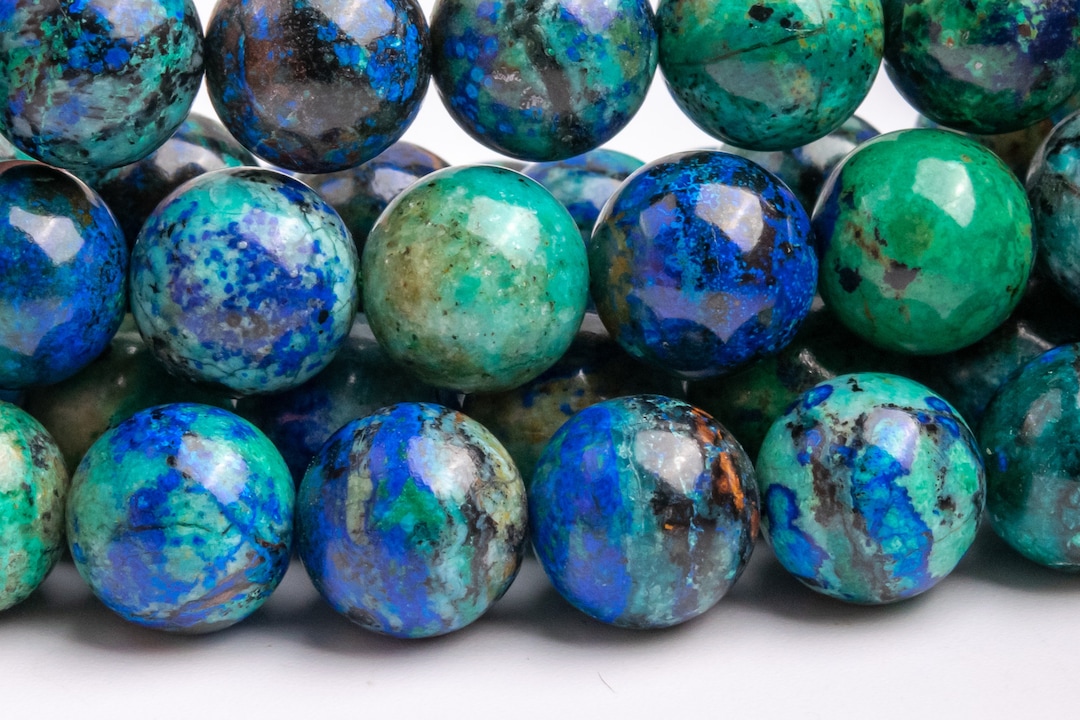 Genuine Natural Azurite Malachite Quartz Gemstone Beads 10MM Blue ...