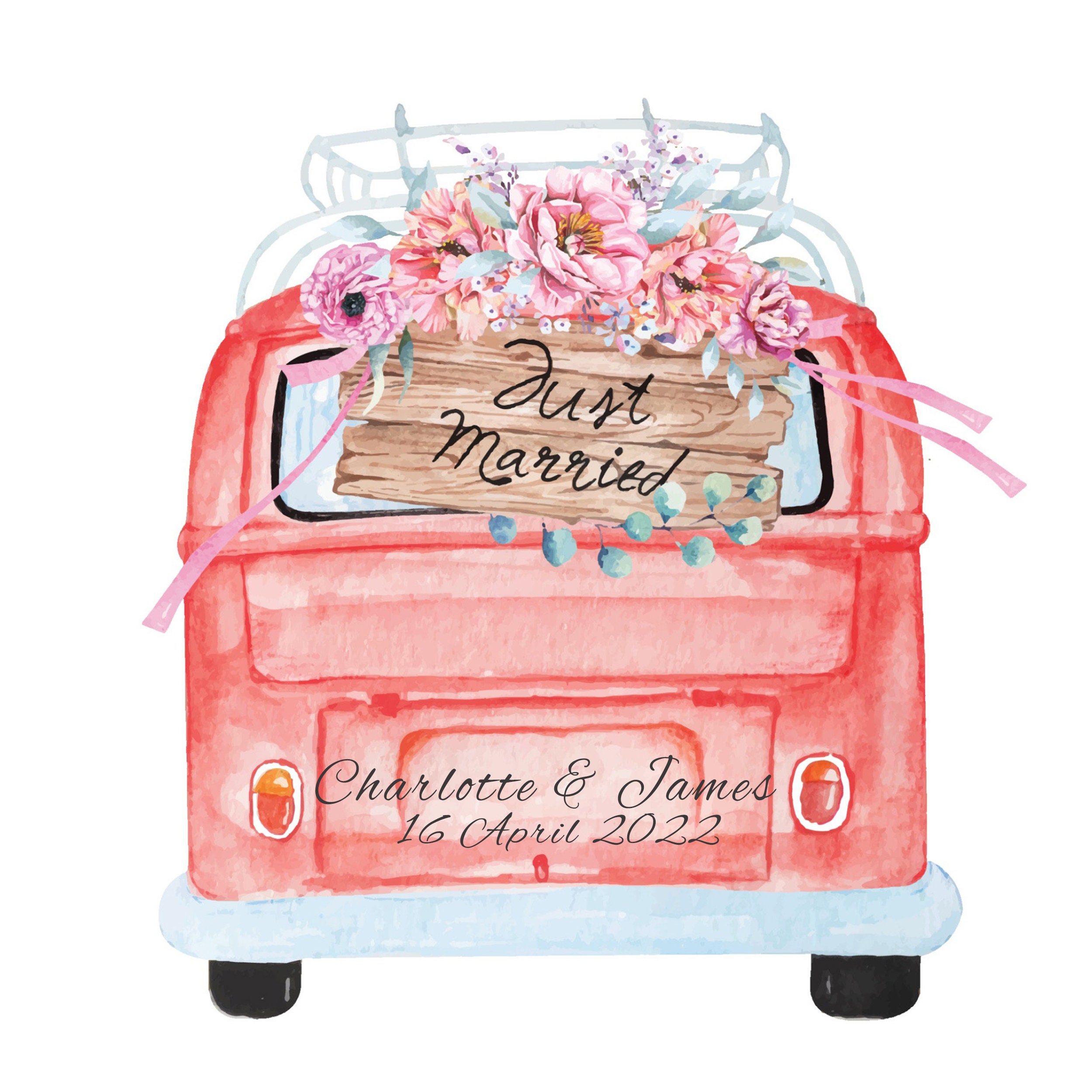 Plantable Wedding Day Card, Just Married, VW Camper Van,can Be ...