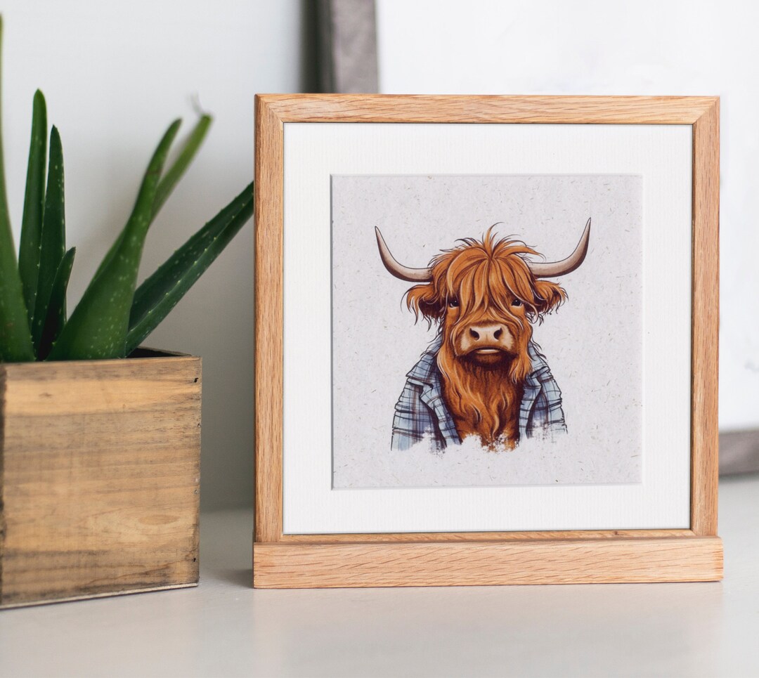 Moos on Poo Highland Cow Print on Elliepoo Paper in off White Mount Bed ...