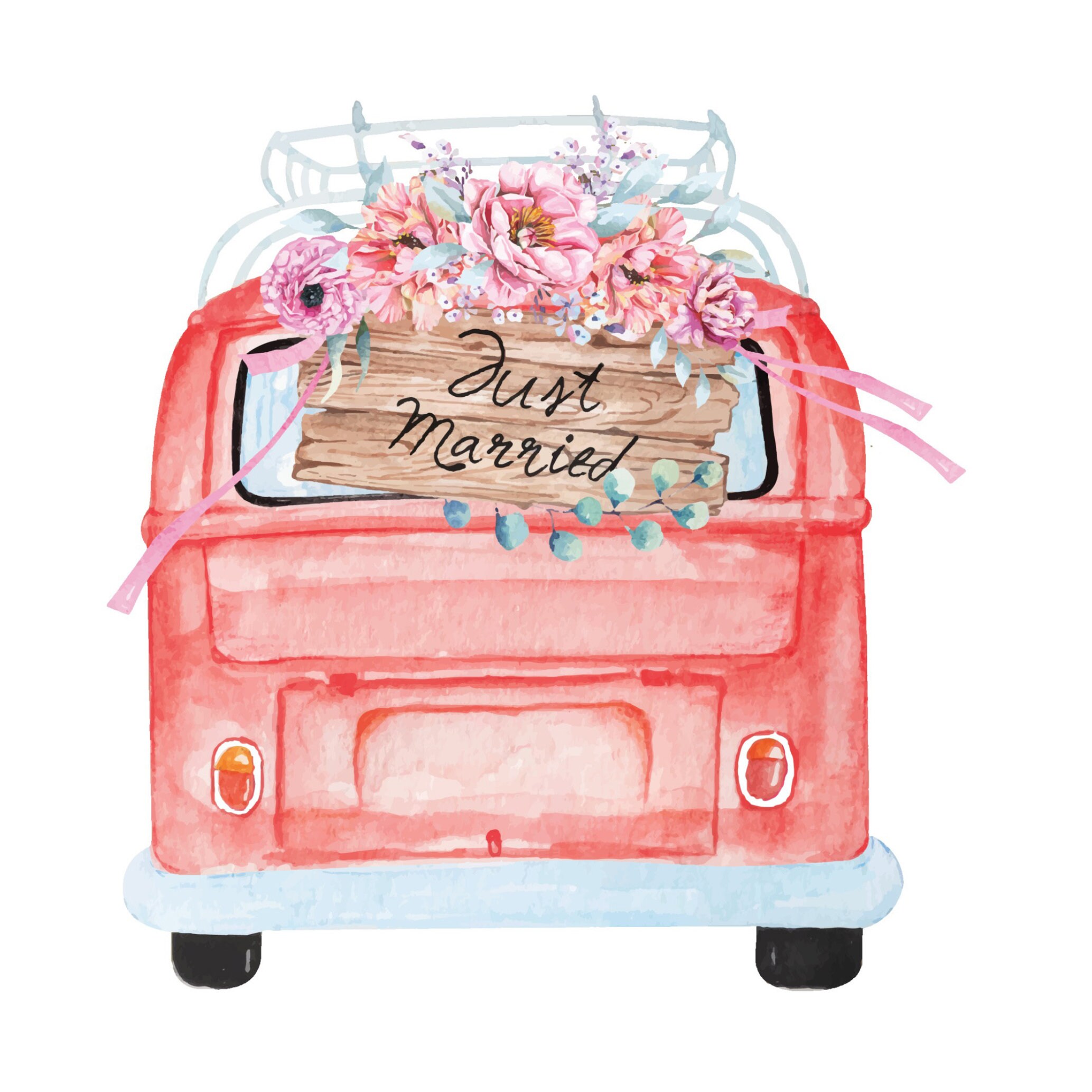 Plantable Wedding Day Card, Just Married, VW Camper Van,can Be ...