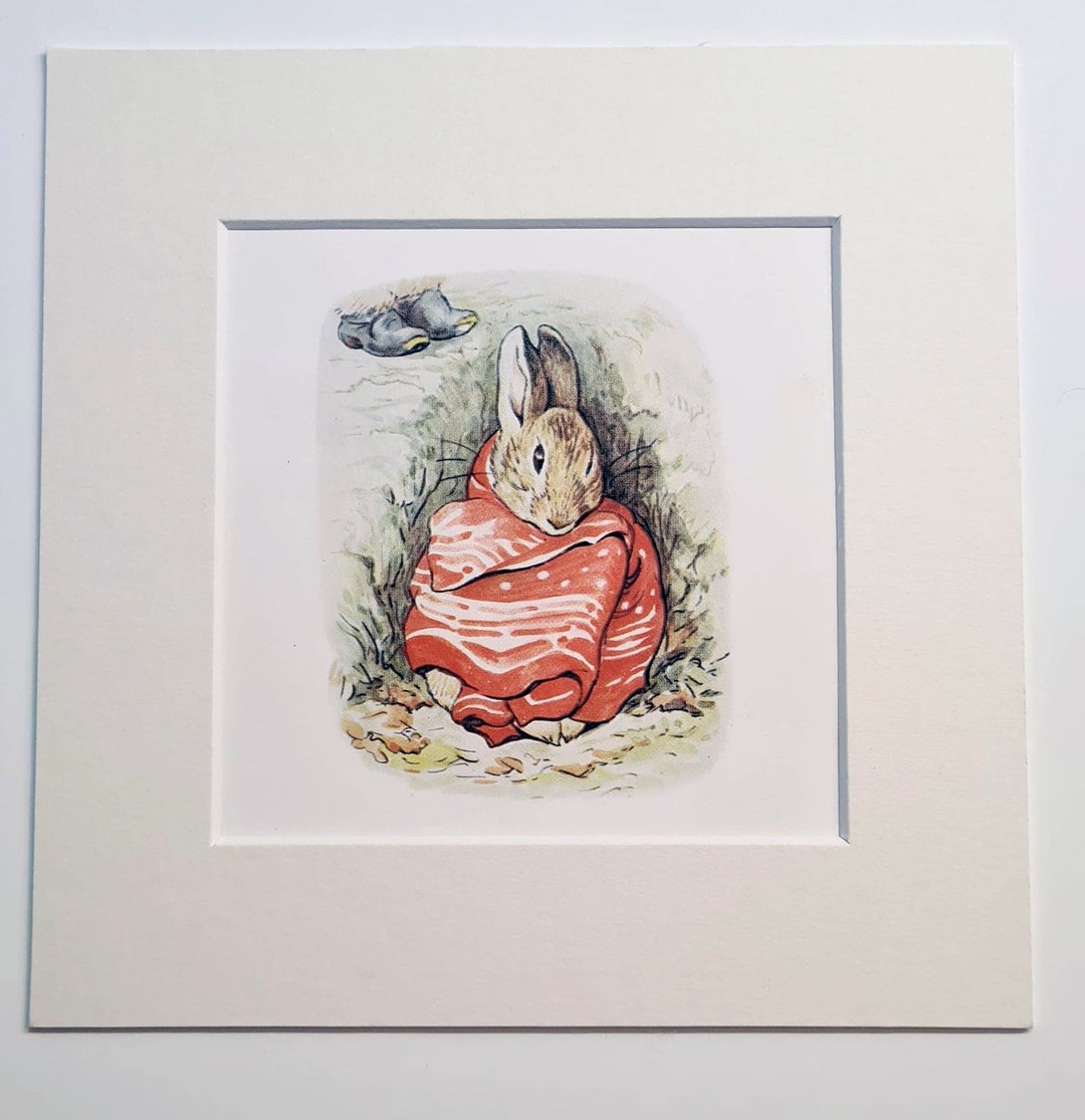 Peter Rabbit Imagen en color original montada vintage de Beatrix Potter ...