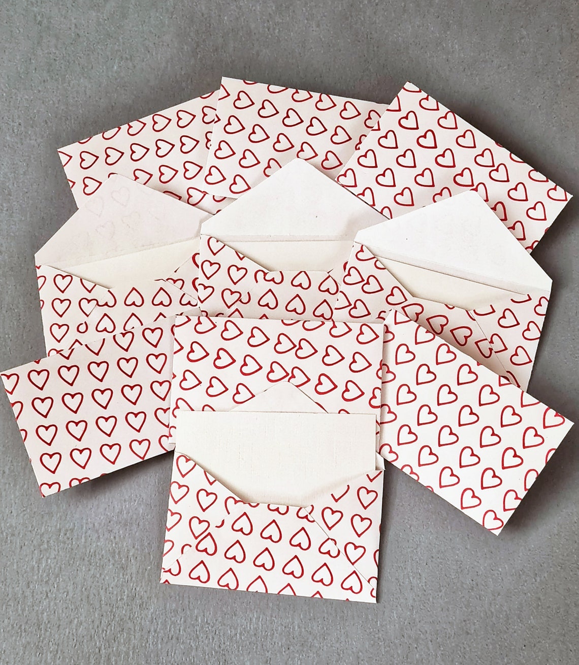 Pack of 10 Mini or Small Red Love Heart Envelopes and Note - Etsy UK