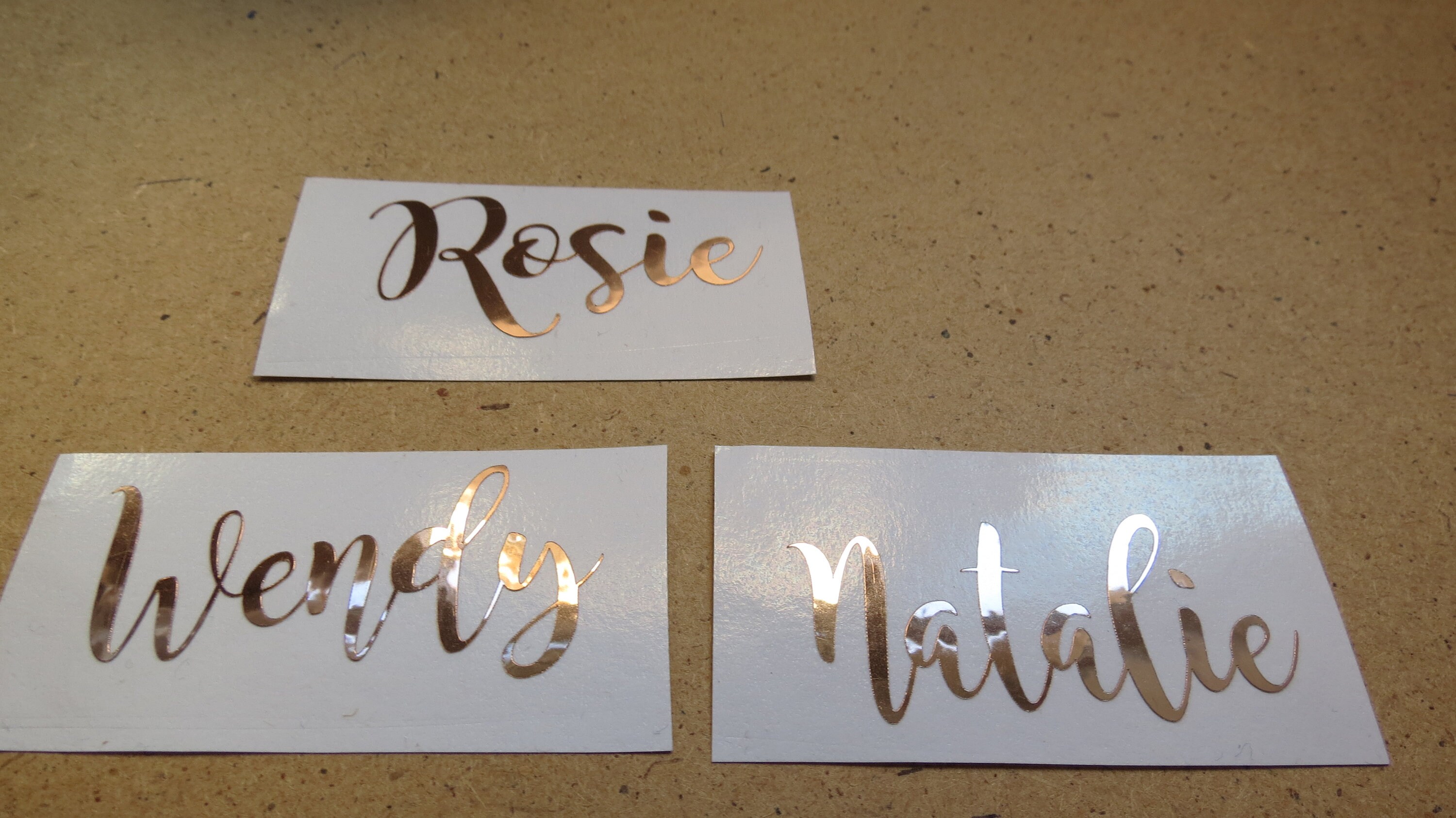 Rose Gold Color Custom Name Vinyl Decal , Personalized Wine Glass Decal ...