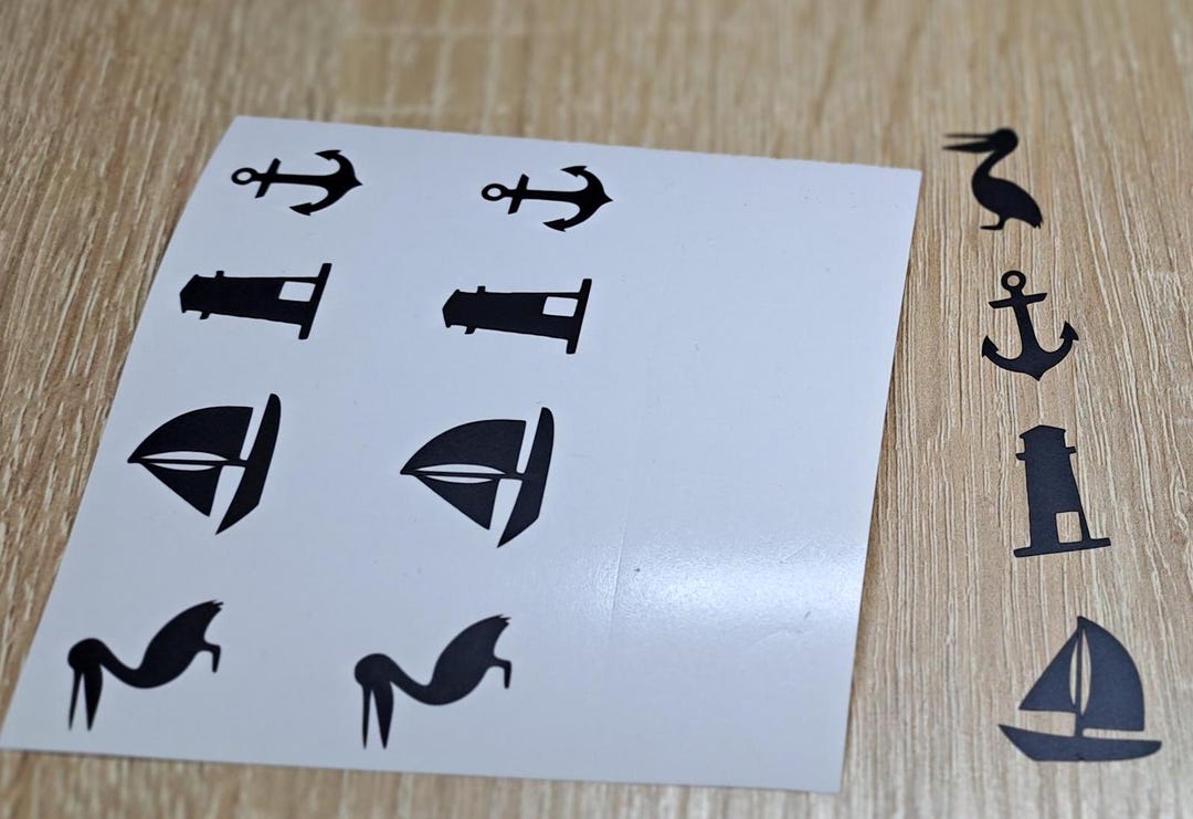 Set of Nautical Party Decoration Vinyl Decals, Sticker Set Sailboat ...