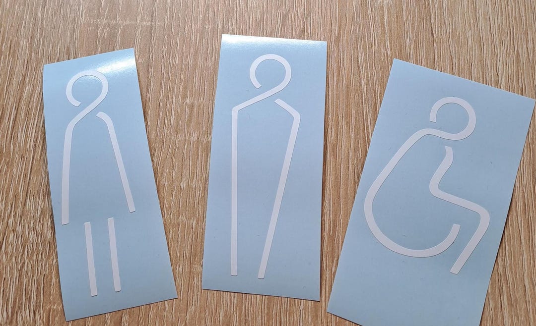Customizable Vinyl Restroom Door Stickers Set Male, Female, Wheelchair ...
