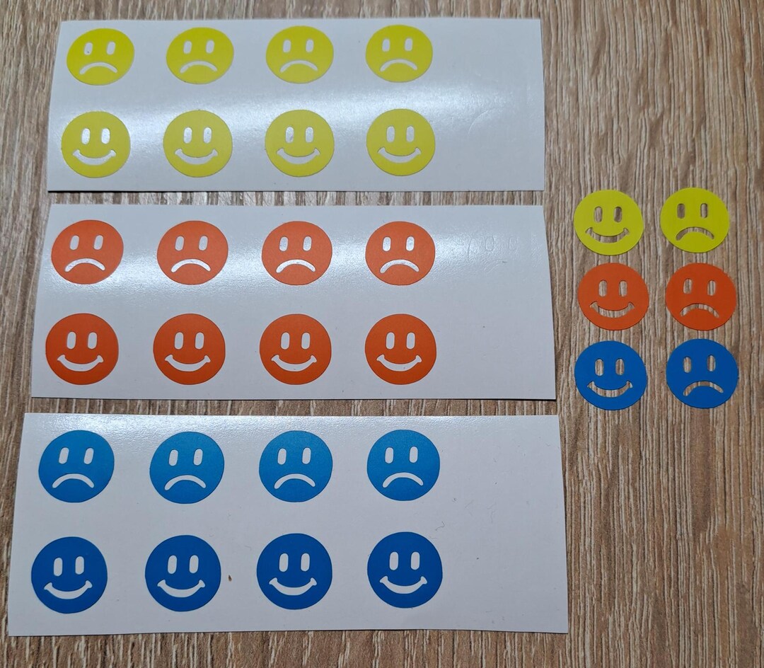 Set of 12 Happy and Sad Face Vinyl Decal / Emoji Decals / Smiley Face ...
