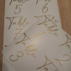 Wedding Table Number Vinyl Decal, Table Number Stickers, Wedding Day ...