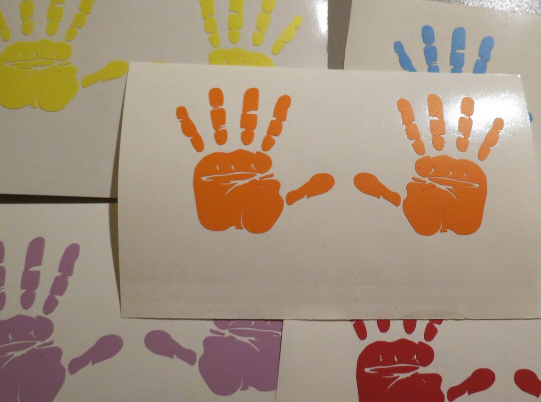 Set (2 Pcs) Handprint Vinyl Stickers , Handprint Stickers Kid Hand ...