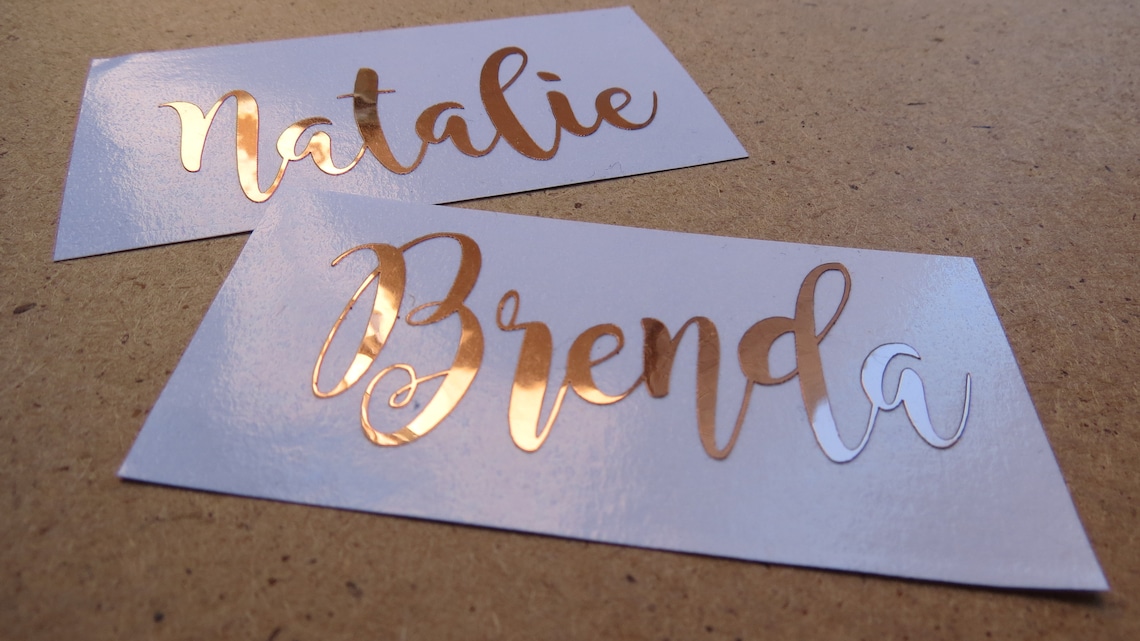 Rose Gold Color Custom Name Vinyl Decal , Personalized Wine Glass Decal ...