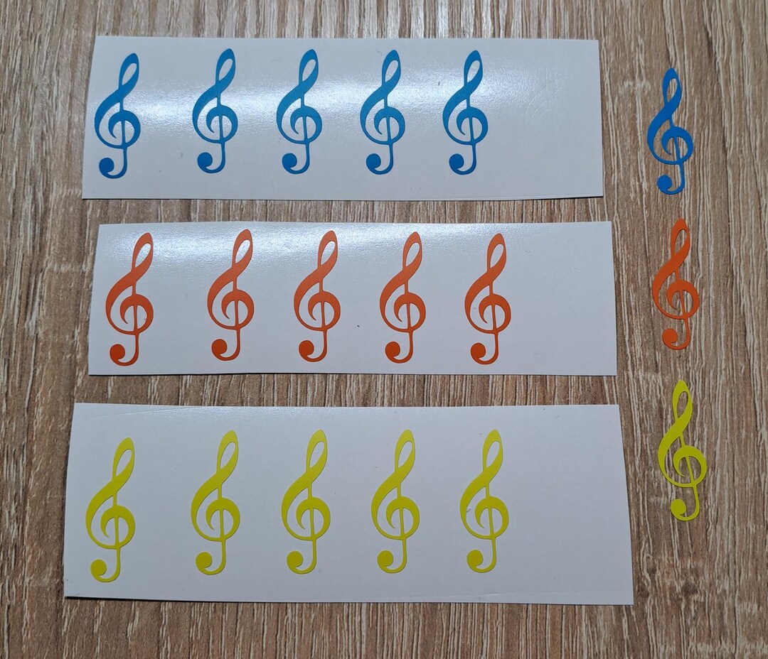 Set of 6 Treble Clef Vinyl Decals / Treble Clef Decals – for Musicians ...
