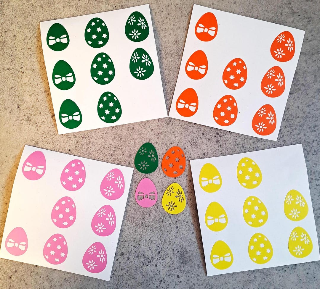 Set of 9 Easter Egg Stickers , Decorative Egg Decals for Crafts & Gifts ...
