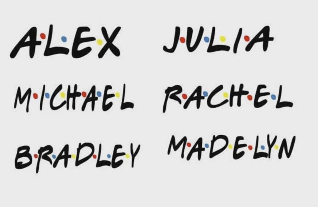 Custom Name Vinyl Decal, FRIENDS Font, Party Favor Sticker - Etsy