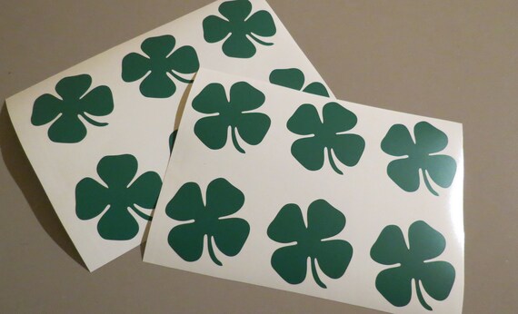 Set of 12 Four-leaf Clovers Vinyl Decals | Etsy