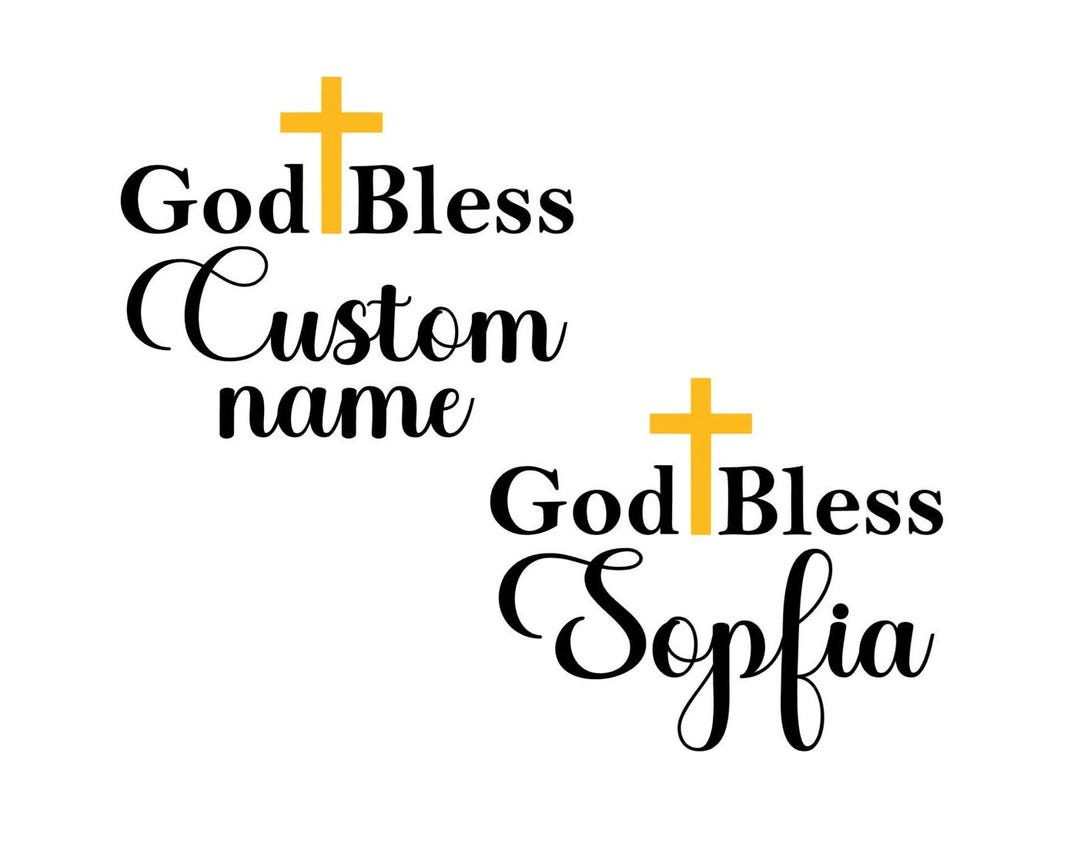 Personalized Baptism Stickers: God Bless, Custom Name Vinyl Decals - Etsy