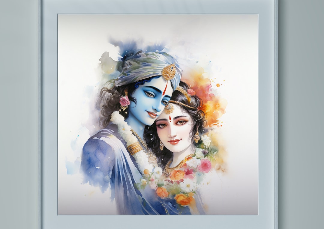 Radha Krishna Watercolor Art Print Krishna AI Art Krishna Poster ...