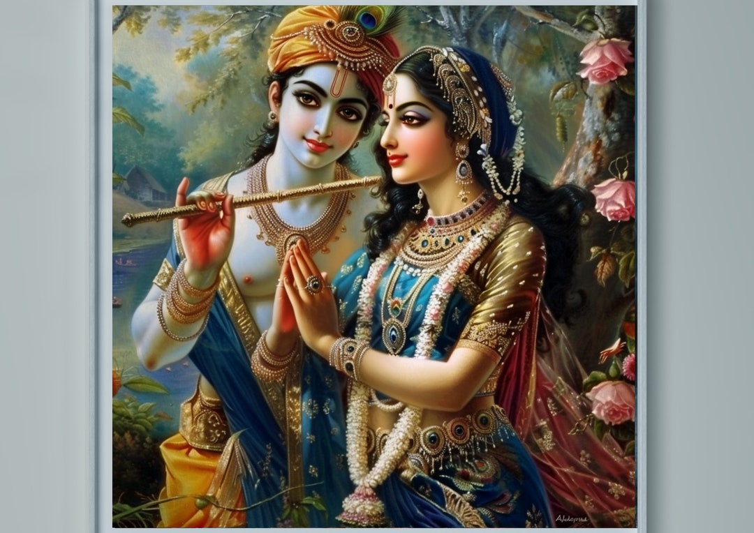 Radha Krishna Pray Art Print Krishna AI Art Krishna Poster Krishna ...