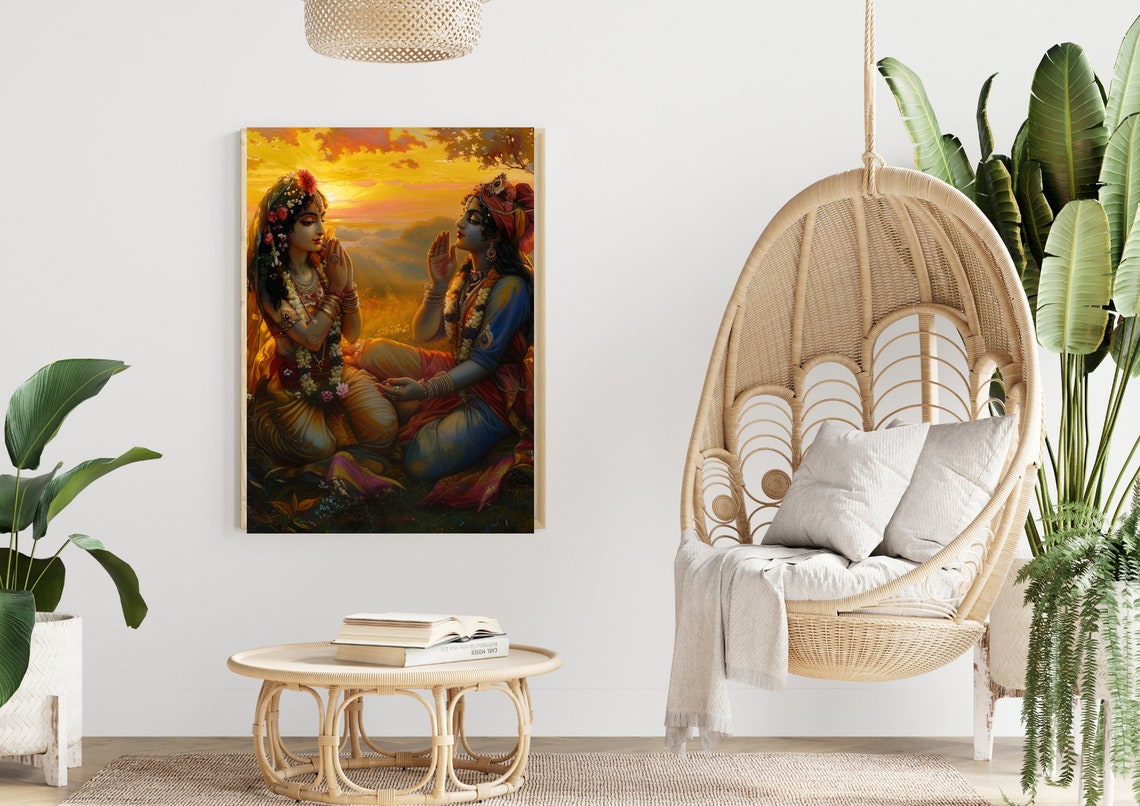 Radha Krishna Sunset Art Print Krishna AI Art Krishna Poster Krishna ...