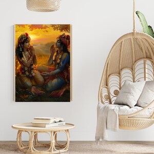 Radha Krishna Sunset Art Print Krishna AI Art Krishna Poster Krishna ...