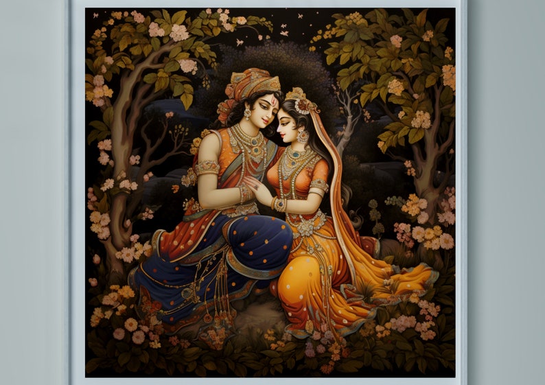 Buy Radha Krishna Garden Art Print: Pichwai Style Poster (digital ...