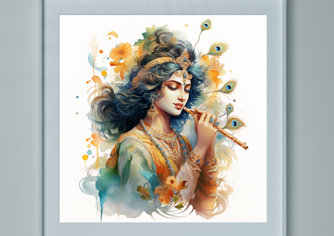 Krishna Image Watercolor Krishna AI Art Krishna Poster Krishna AI Art ...