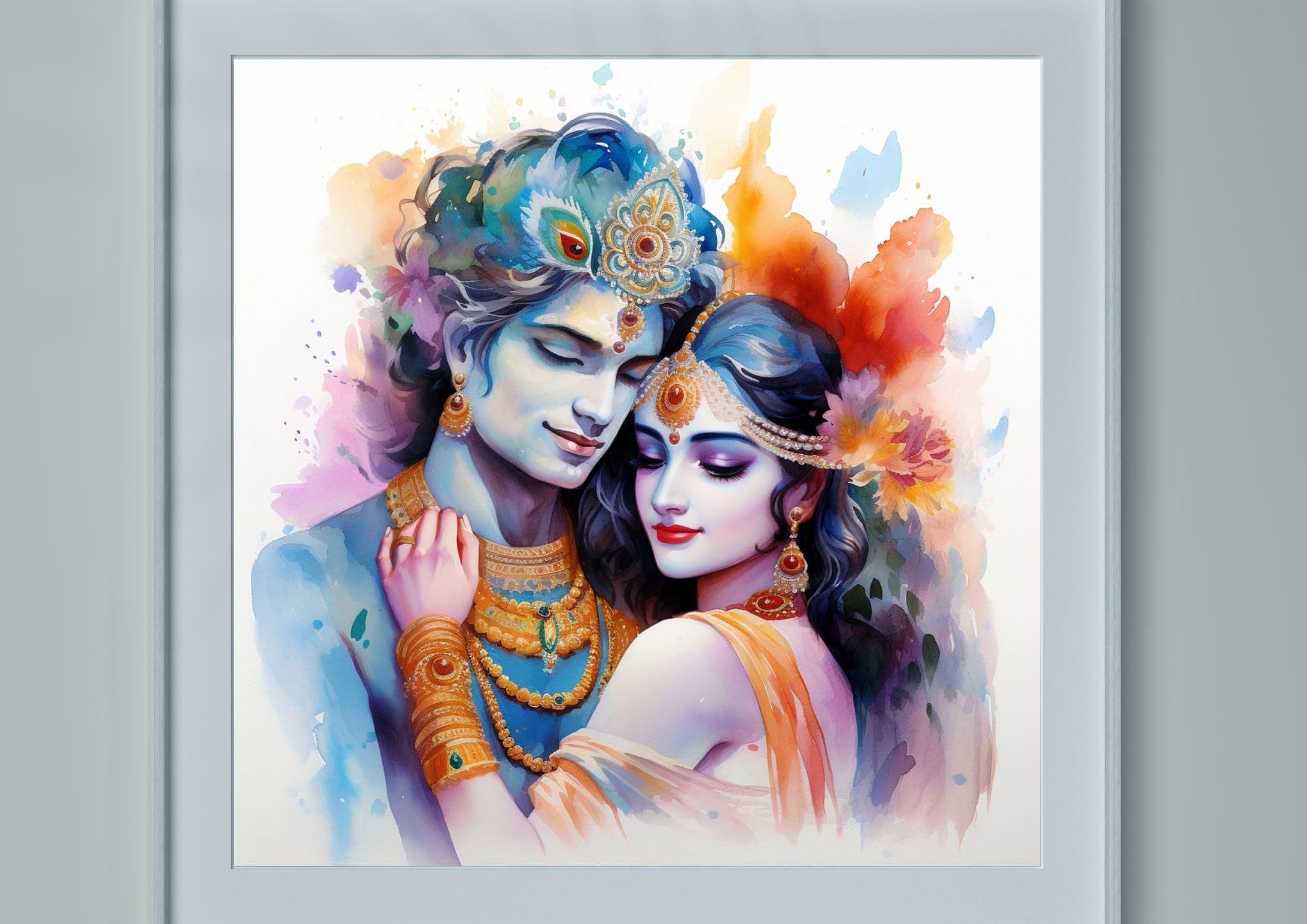 Radha Krishna Watercolor Art Print Krishna AI Art Krishna Poster ...