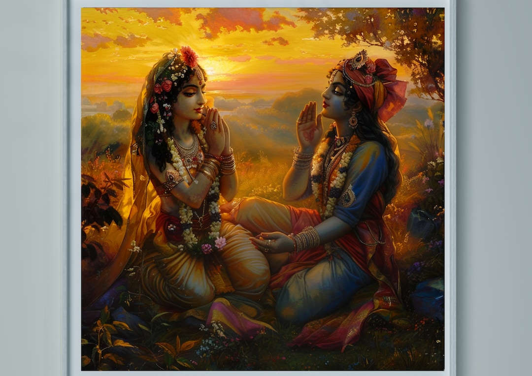 Radha Krishna Sunset Art Print Krishna AI Art Krishna Poster Krishna ...