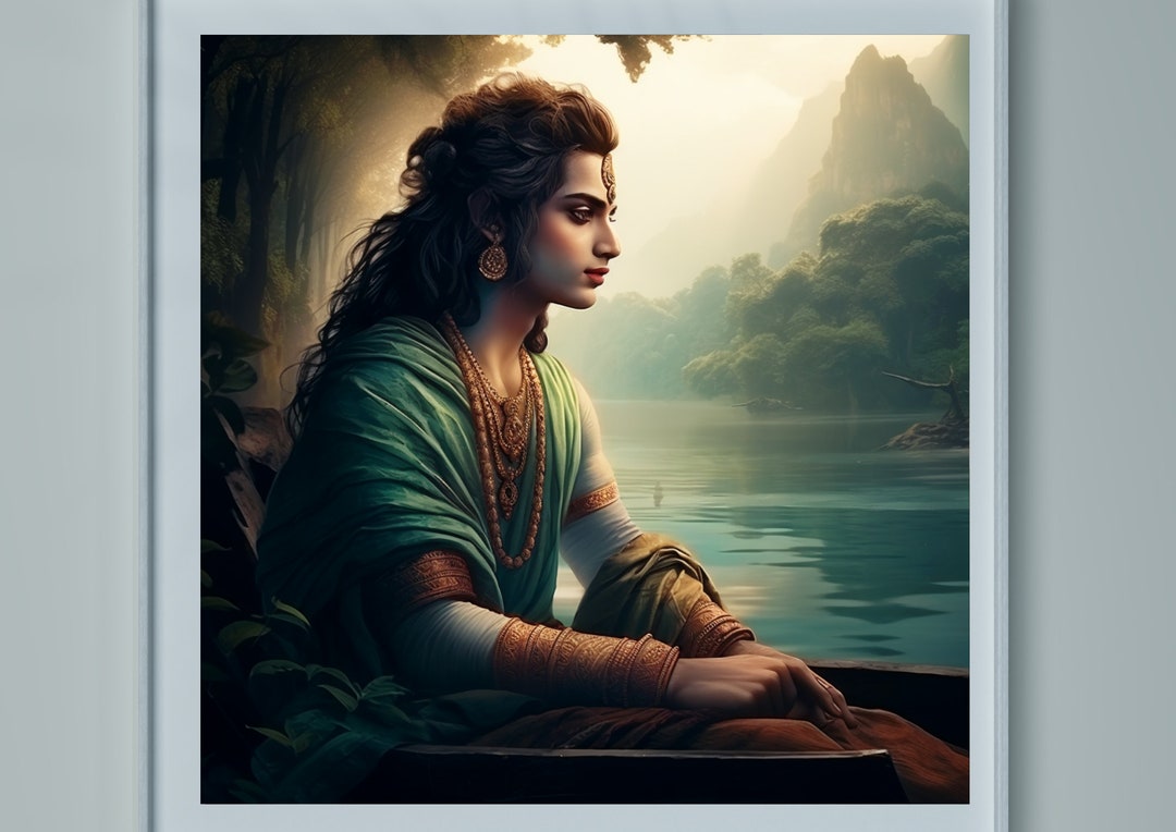 Krishna Yamuna Boat Watercolour Krishna AI Art Krishna Poster Krishna ...