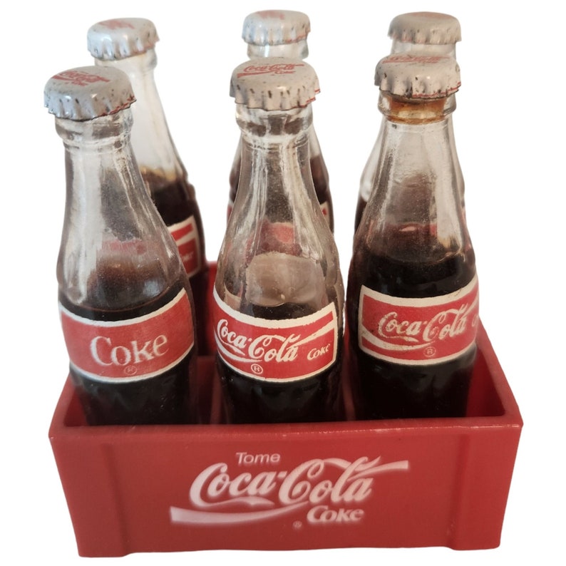 Vintage 1995 Coca Cola Miniature 6 Pack Glass Bottles W/caps in Plastic ...