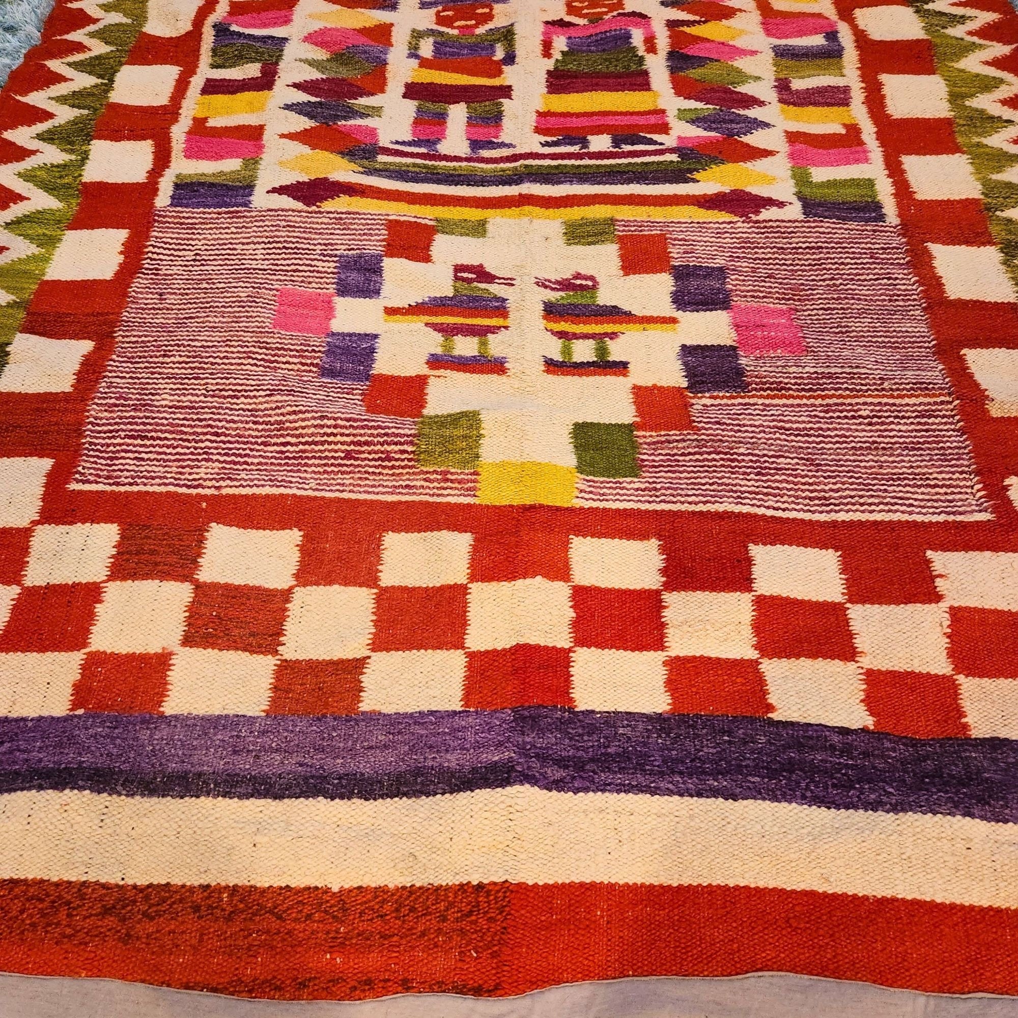 Vintage South American Peruvian Hand Woven Wool Rug Carpet Blanket ...