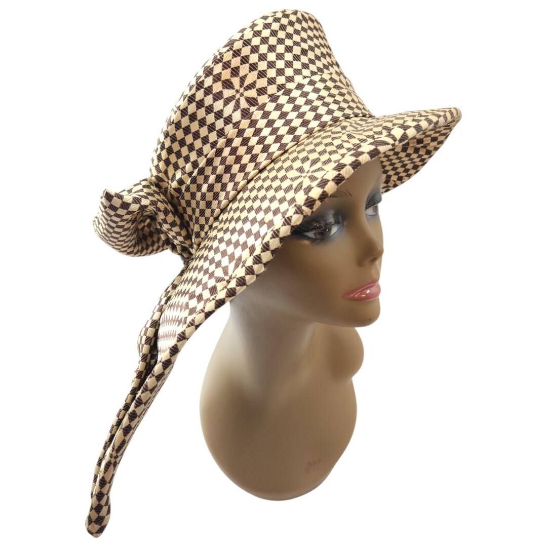 Vintage Perche Couture Kentucky Derby Hat Wide Brim Check Pattern ...
