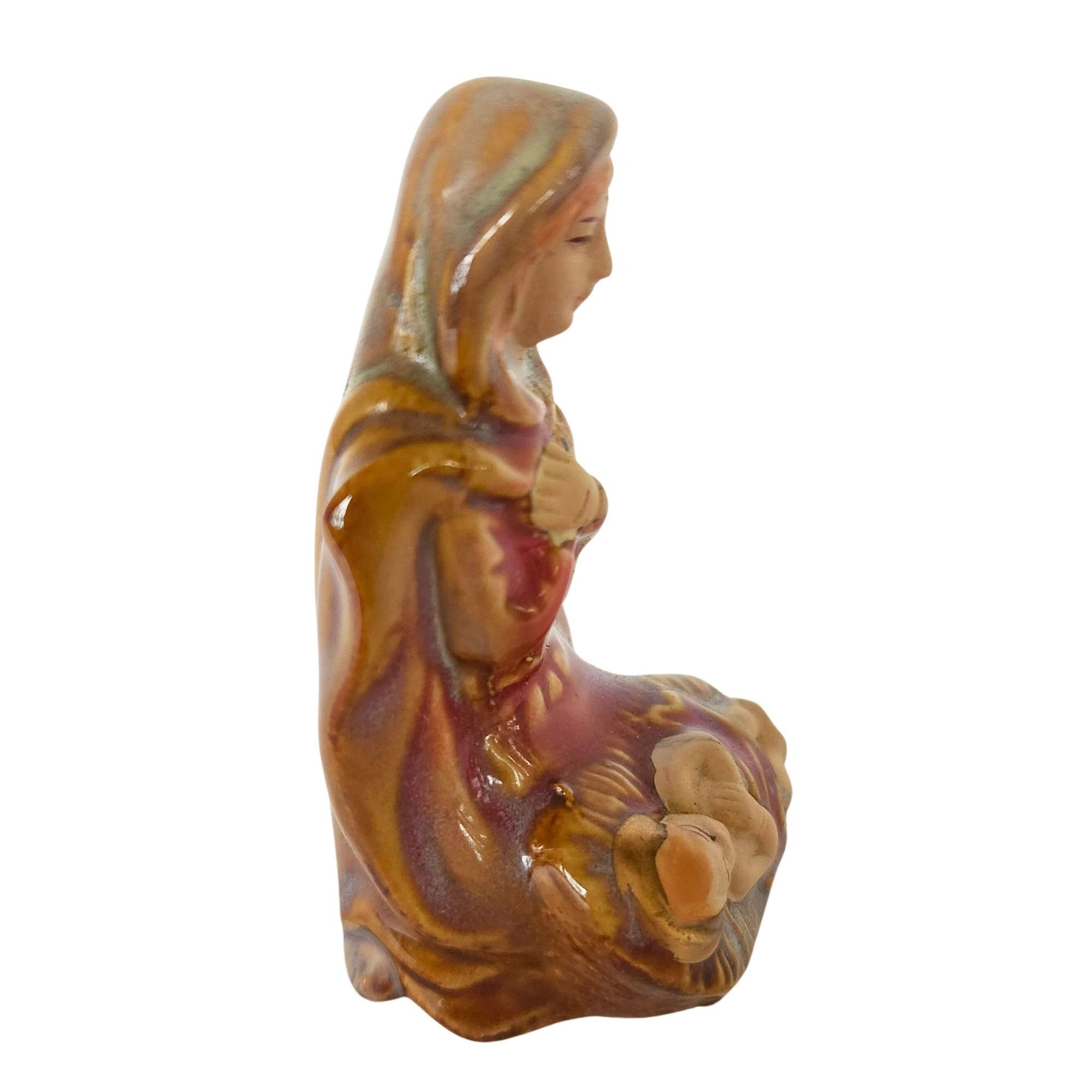 Virgin Mother Mary Kneeling With Baby Jesus Ceramic Nativity Christmas ...