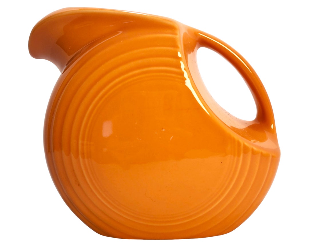 Vintage Fiestaware Disc Pitcher Tangerine Orange Made in USA - Etsy
