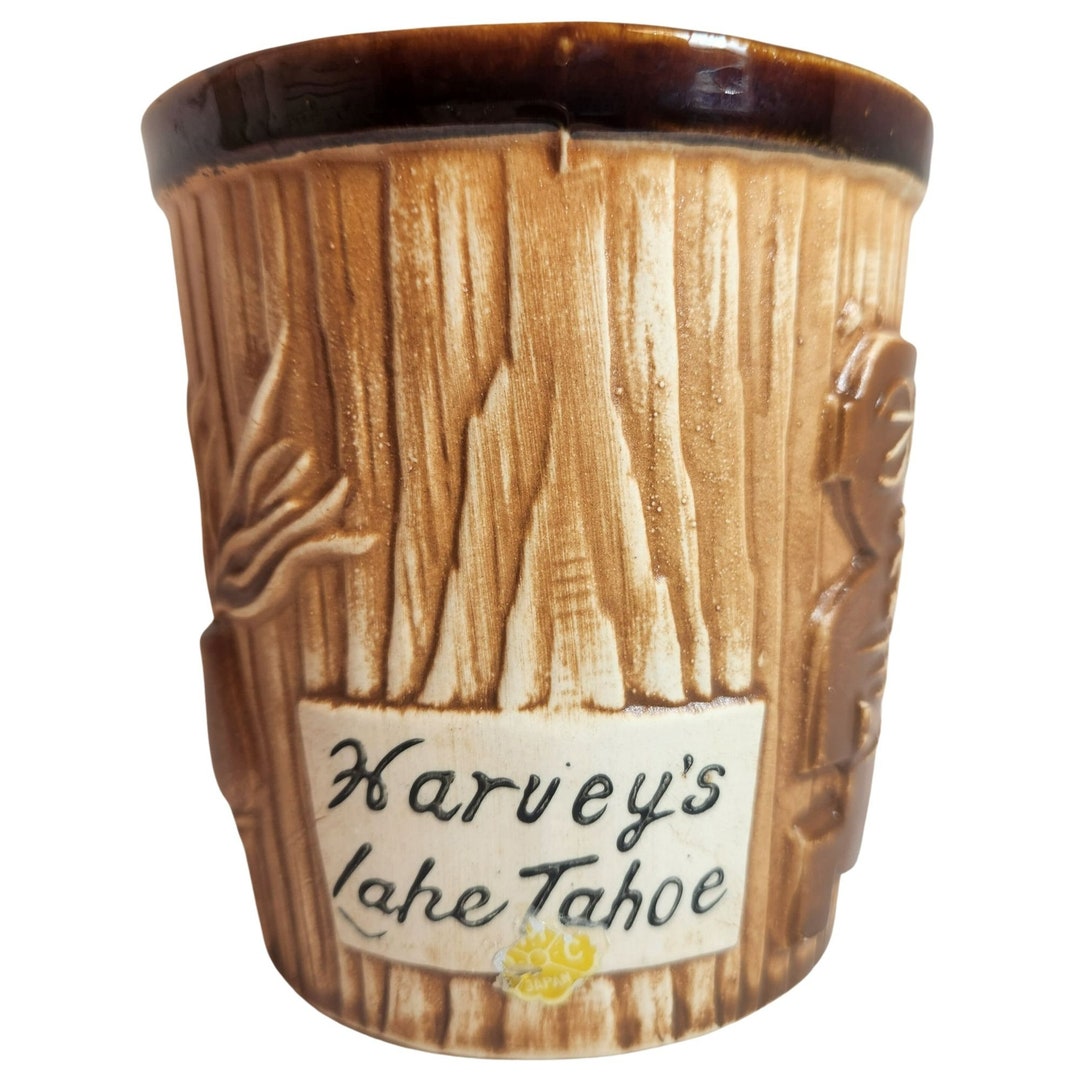 Vintage Harvey's Lake Tahoe Tiki Bucket Mug OMC Otagiri Japan Label 3D ...