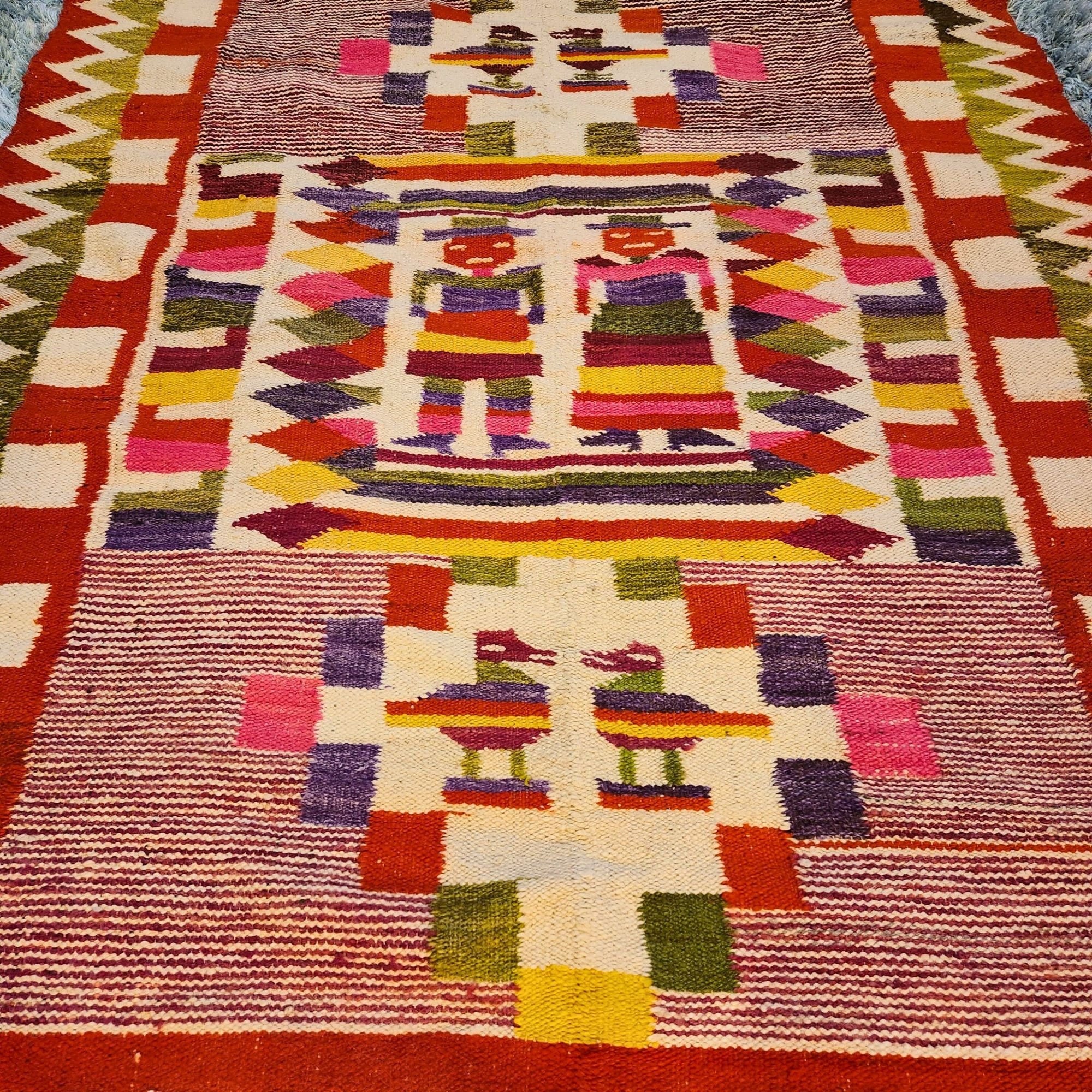 Vintage South American Peruvian Hand Woven Wool Rug Carpet Blanket ...