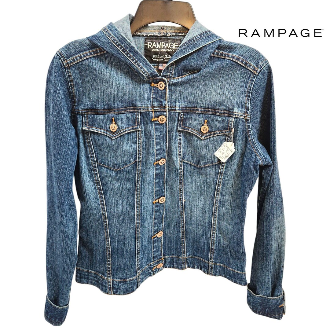 Vintage Rampage Jean Jacket With Hood Y2K 90s Jean Jacket Label Reads ...
