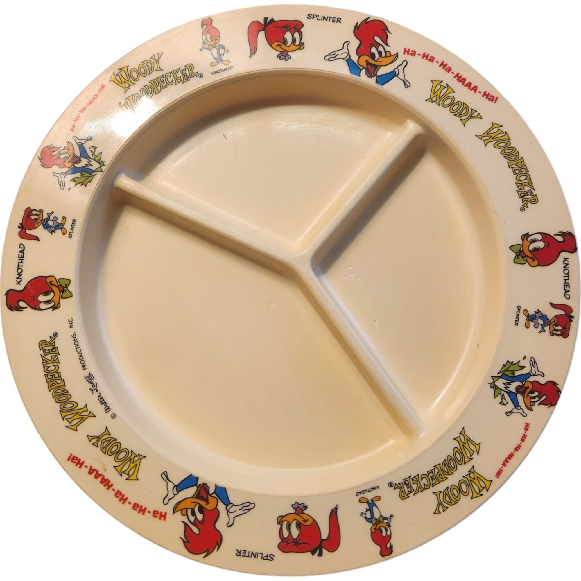 Woody Woodpecker 1970s Plastic Divided 9 1/2” Dinner Plate Walter Lantz ...