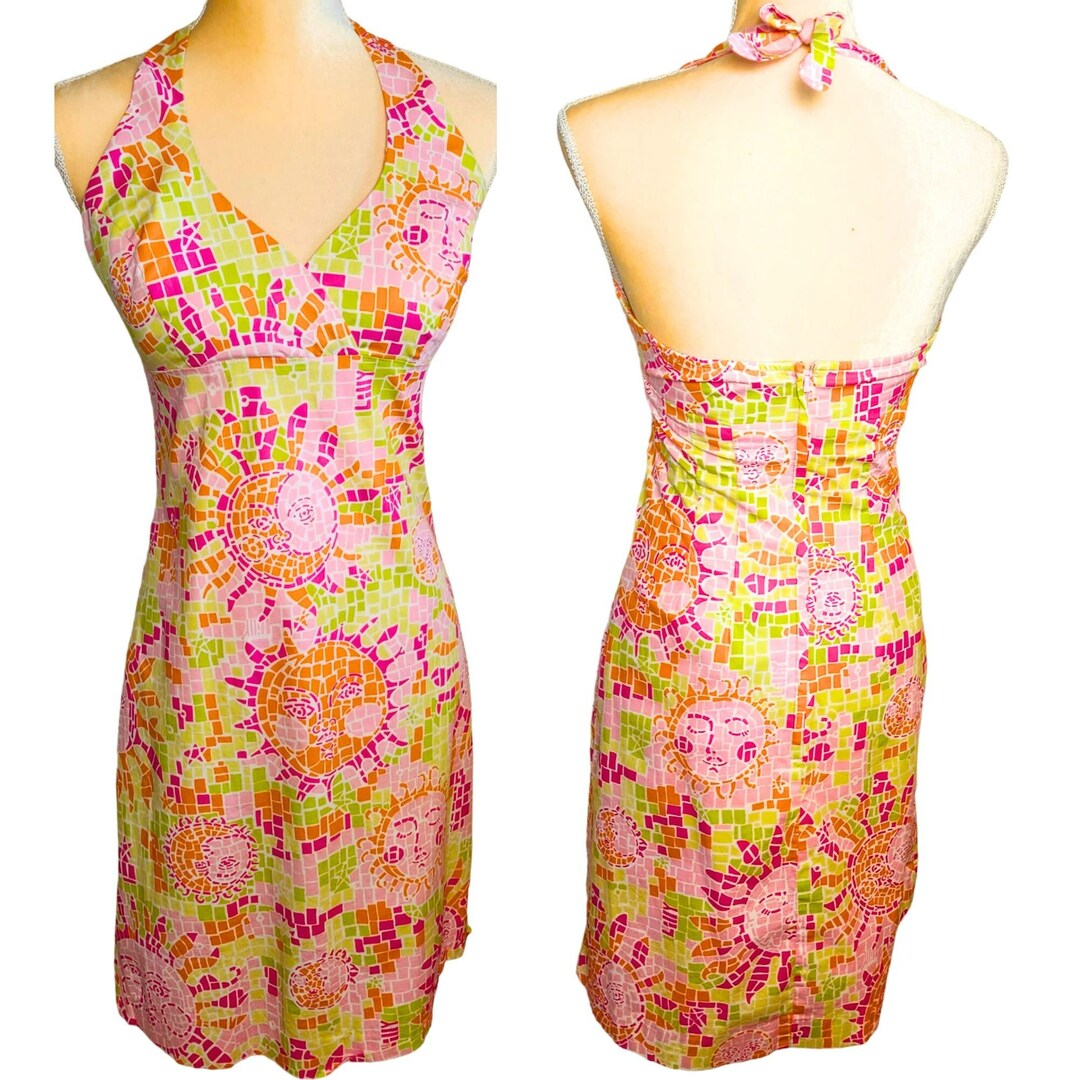 VINTAGE Lilly Pulitzer Mosaic Sun Salute Halter A-line Dress - Etsy