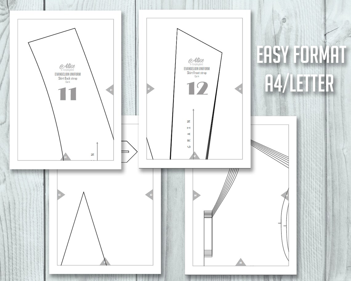 Evangelion Uniform Sewing Pattern - Short Sleeve Polo Shirt and Knee ...