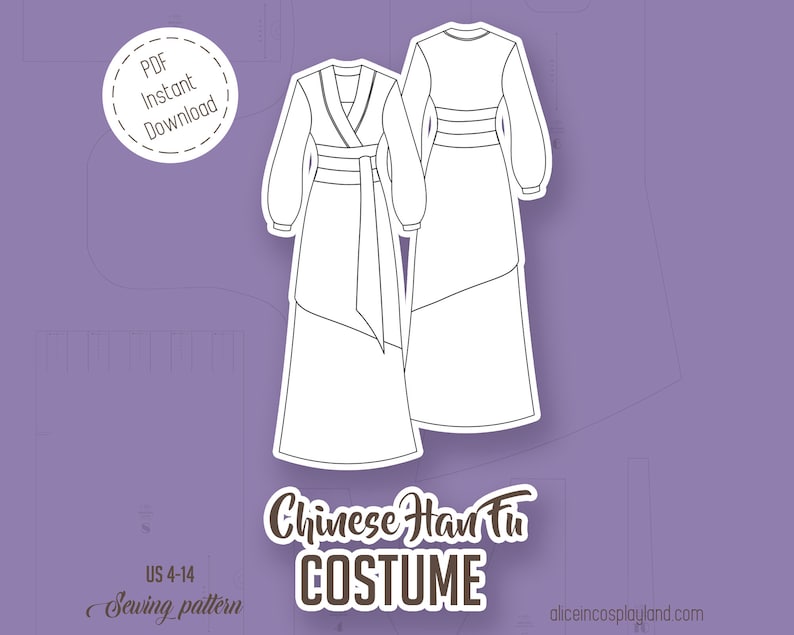 Han Fu Dress Sewing Pattern - Traditional Chinese Costume Cosplay ...