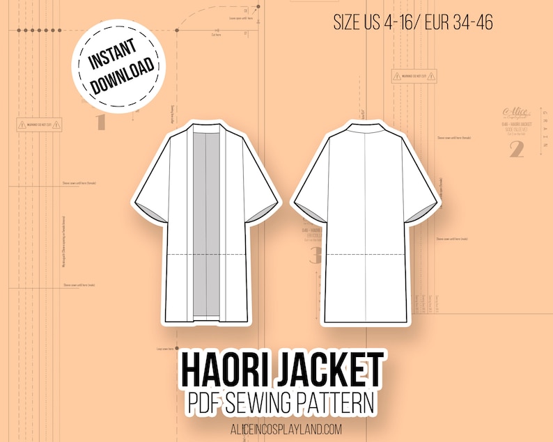 Haori and Nagabaori Jacket for Kimono Sewing Pattern - Etsy
