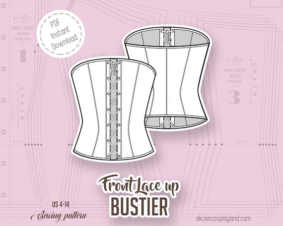 Corset Bustier With a Lace up Front Sewing Pattern. Fitted | Etsy