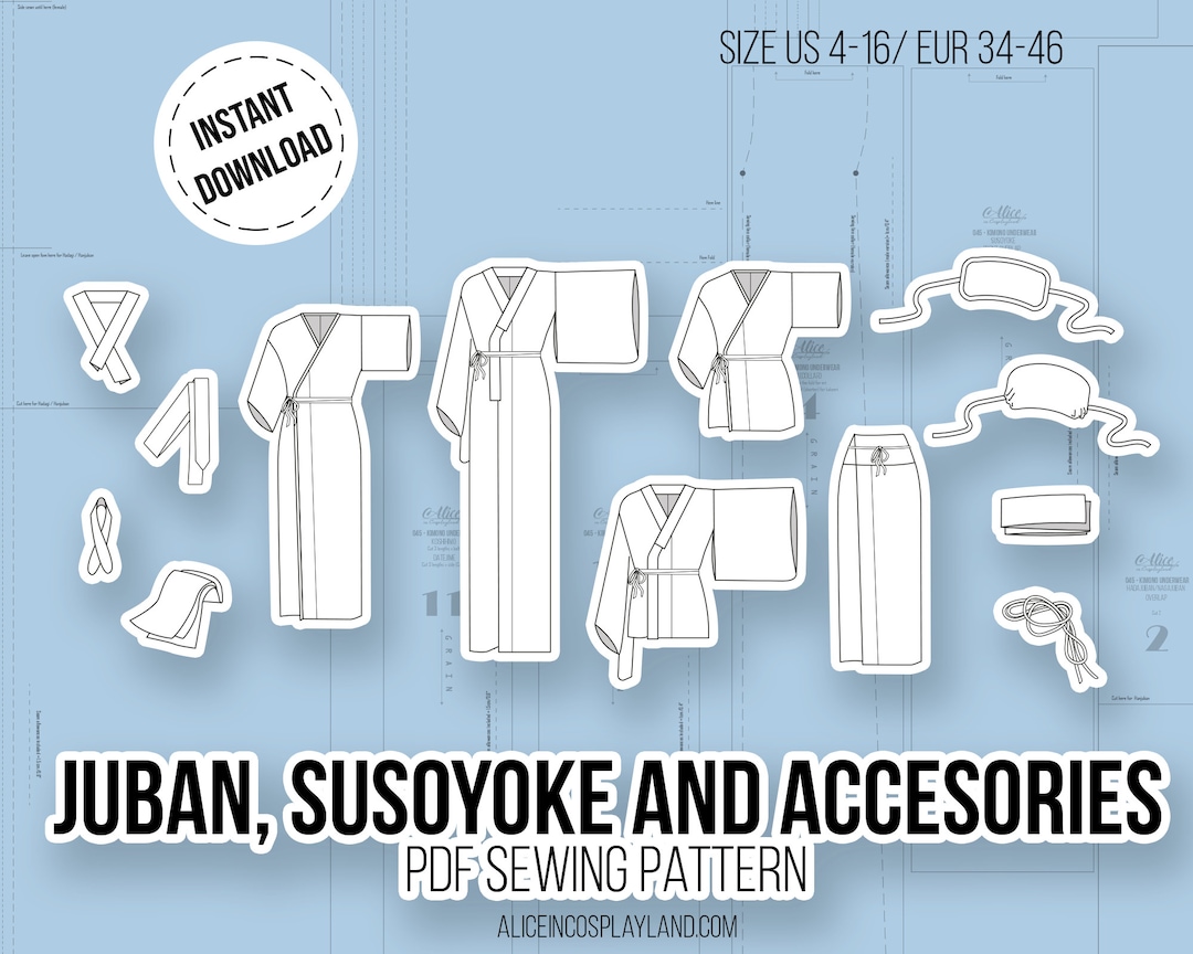 Juban, Susoyoke and Accesories. Kimono Underwear Sewing Pattern - Etsy
