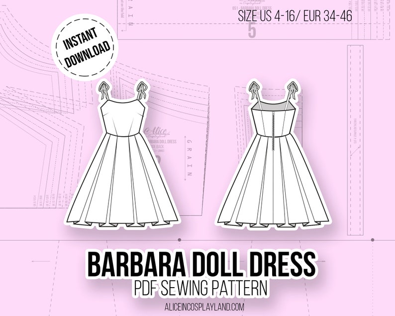 Barbara Doll Dress Sewing Pattern Pin up Barbie Style - Etsy