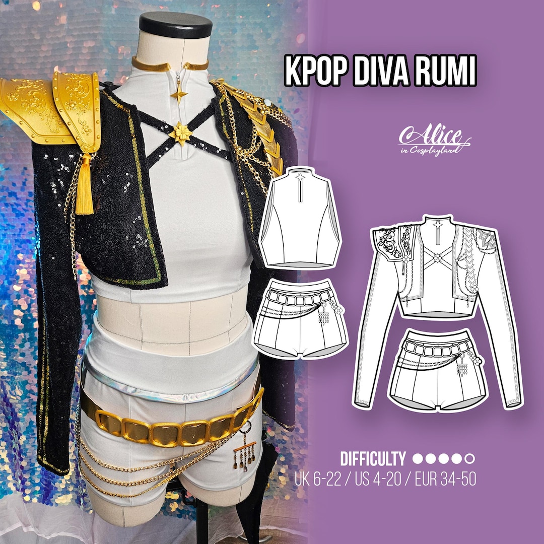 Kpop Diva Rumi Full Sewing Pattern With Jacket and Hand Embroidery Patches - Etsy