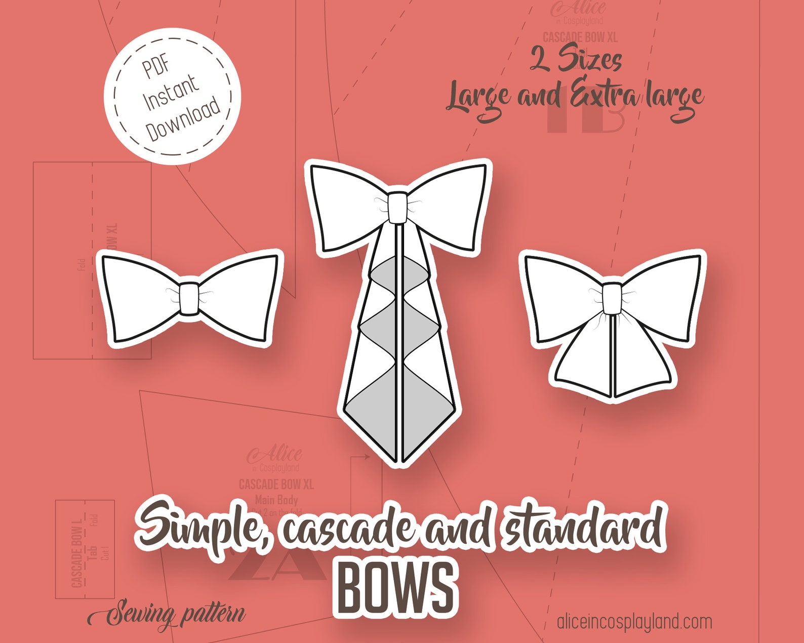 Bow Bundle. Simple Bow, Cascade Bow and Standard Bow Sewing Patterns ...