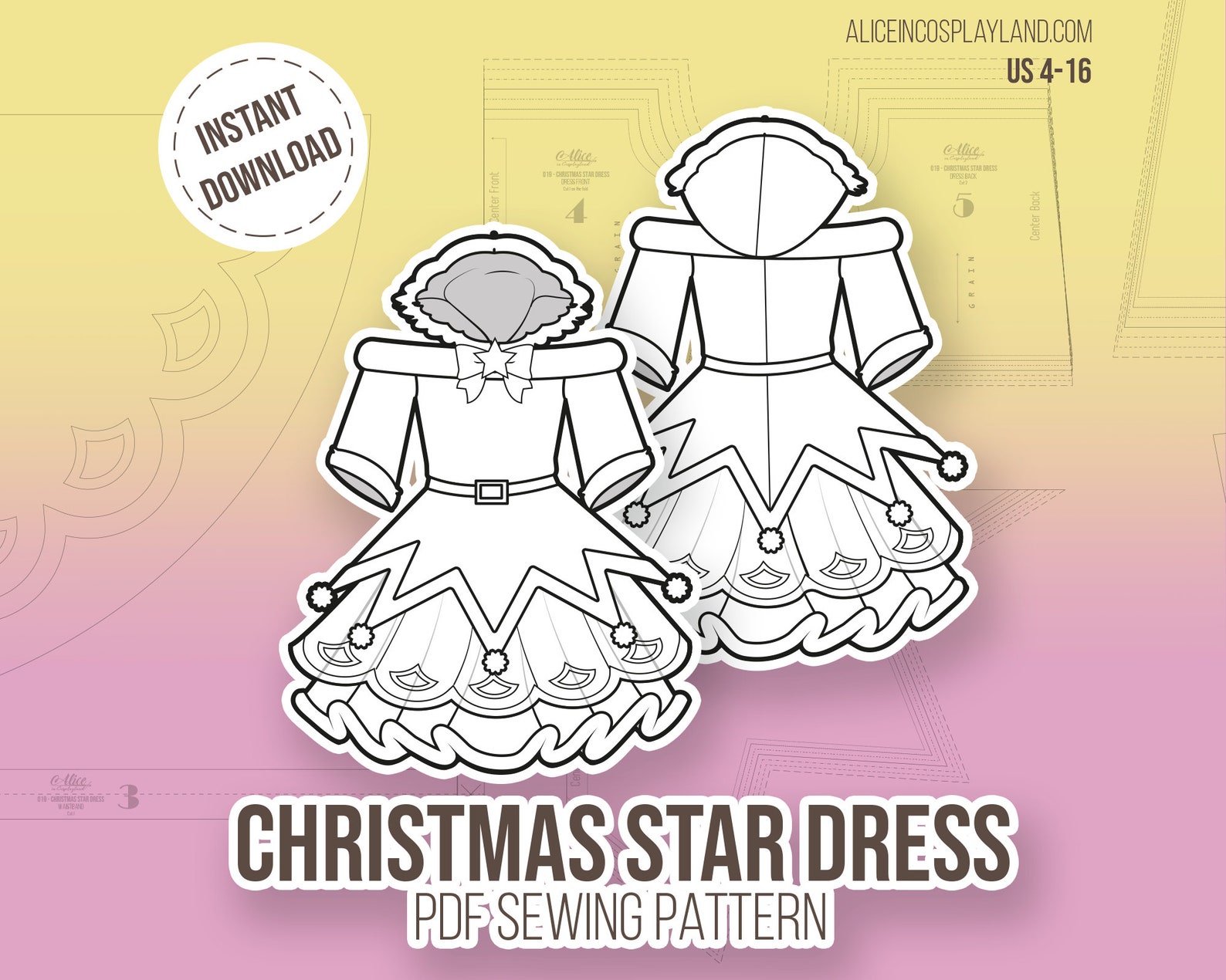 Christmas Star Dress Sewing Pattern - Etsy